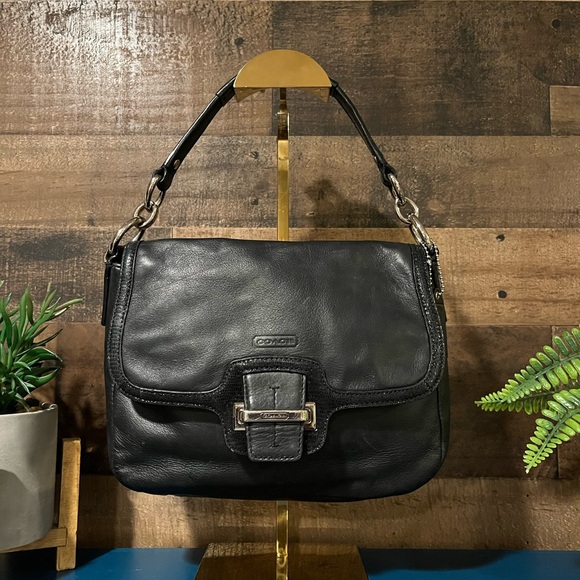 Coach | Bags | Coach Taylor Shoulder Bag Handbag Black Leather Flap ...